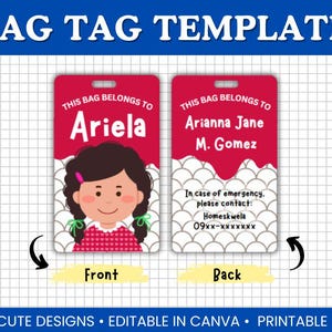 Kids Bag Tag Template | Editable School & Luggage Tags in Canva ...