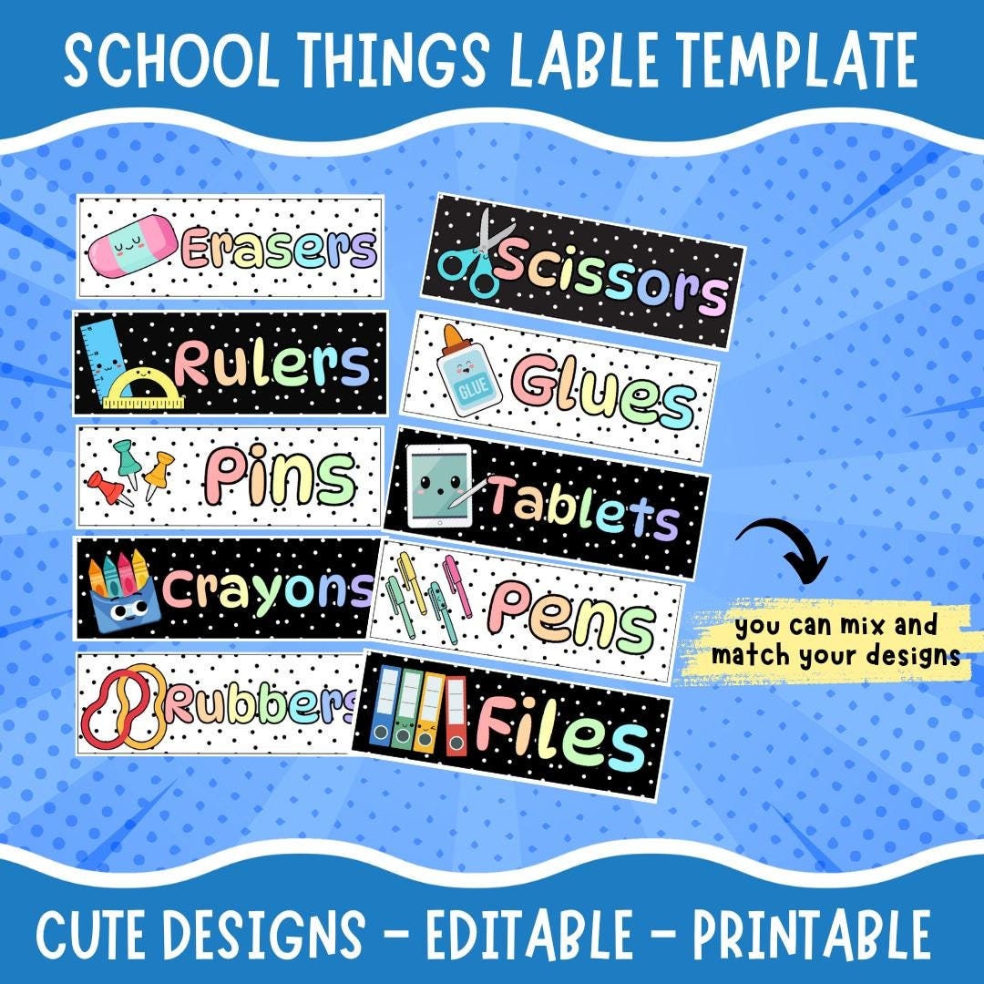 Customizable School Book Bin Labels, Custom Book Labels, Elementary ...