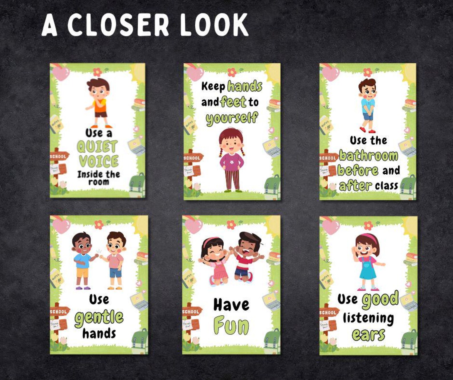 Classroom and Daycare Rules Printable Posters | Behavior Guidelines ...