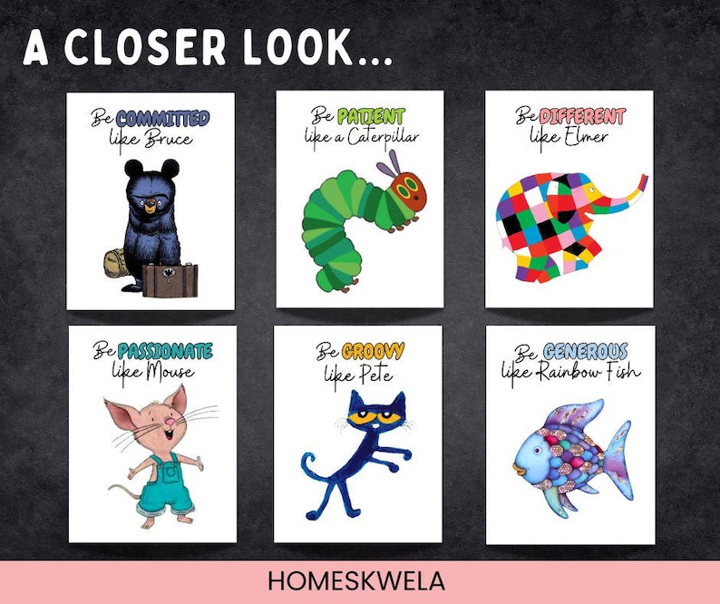 Childrens Book Character Gallery Wall Poster Bundle Positive ...