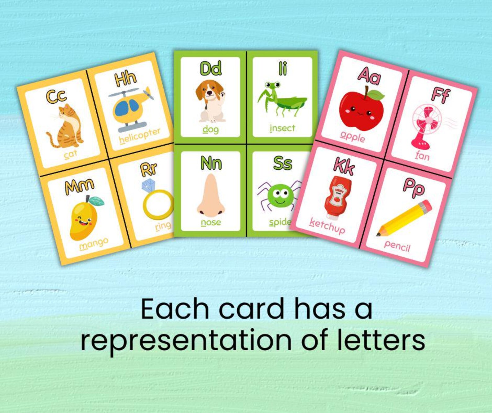 26 ABC Flash Cards, Educational Cards, A-Z Cards, Learn Abcs, Alphabet ...