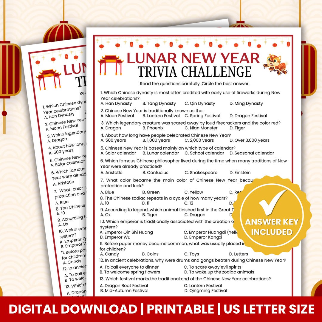 Lunar New Year Trivia Game, Chinese New Year Holiday, Lunar New Year ...