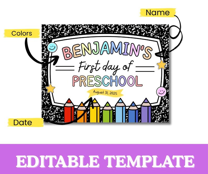 Editable First Day of School Certificate | Printable Student Award ...