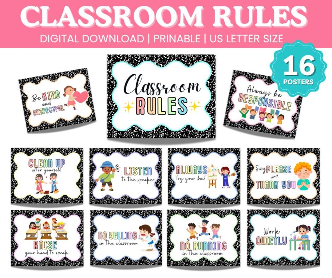 Cute Classroom Rules and Expectations Posters, Editable Rules for ...