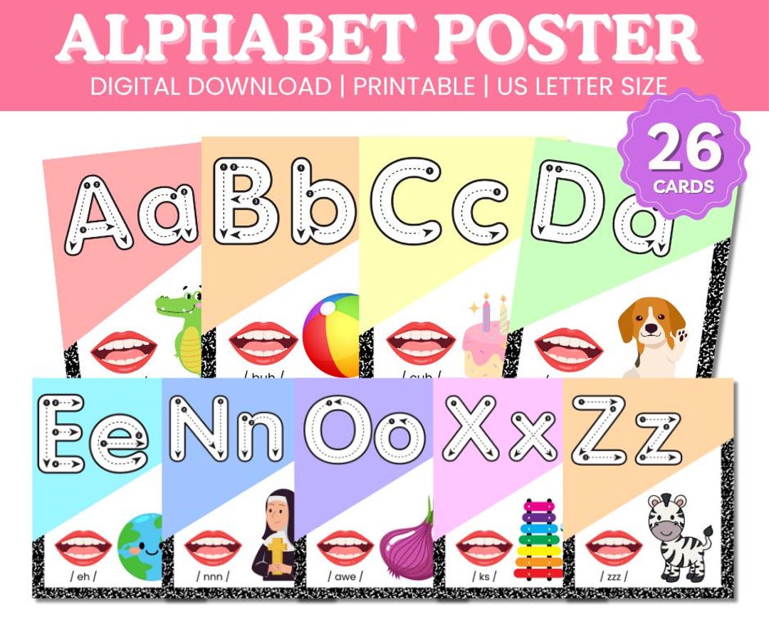 Composition Notebook Classroom Decor Alphabet Posters Manuscript - Etsy