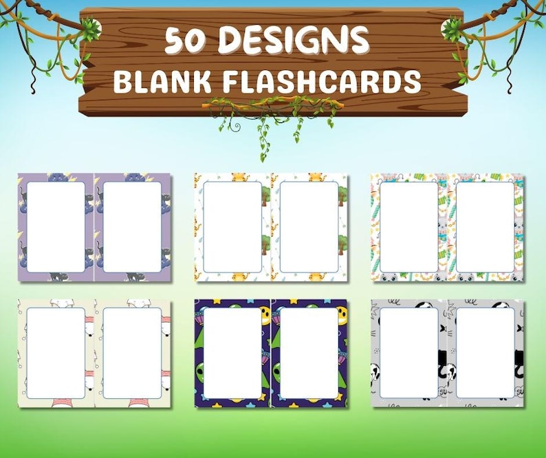 50 Editable Blank Flashcards for Kids | Customizable Design Flashcards ...