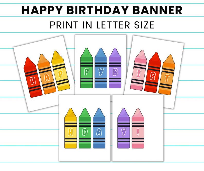 Crayon-themed Birthday Banner – Colorful School Poster Decor | Colorful ...