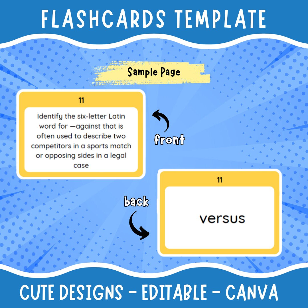 Flashcards Template for Kids Business - Etsy