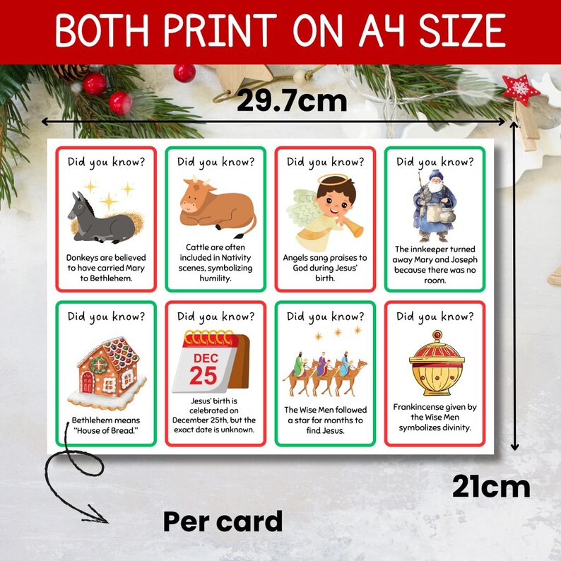 50 Christmas Facts Cards | Nativity & Holiday Symbols | Fun Christmas ...