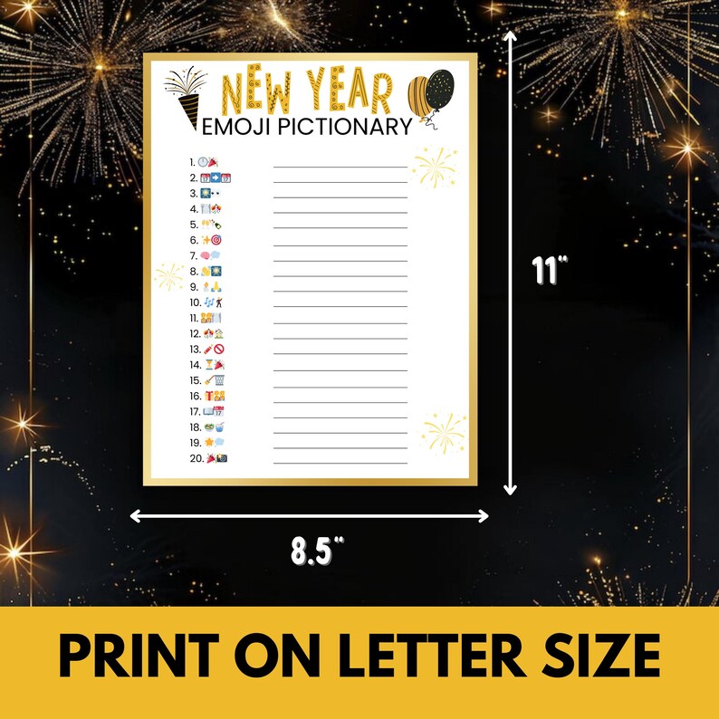New Years Eve Emoji Game Party Games Pdf Nye Emojis Pictionary ...