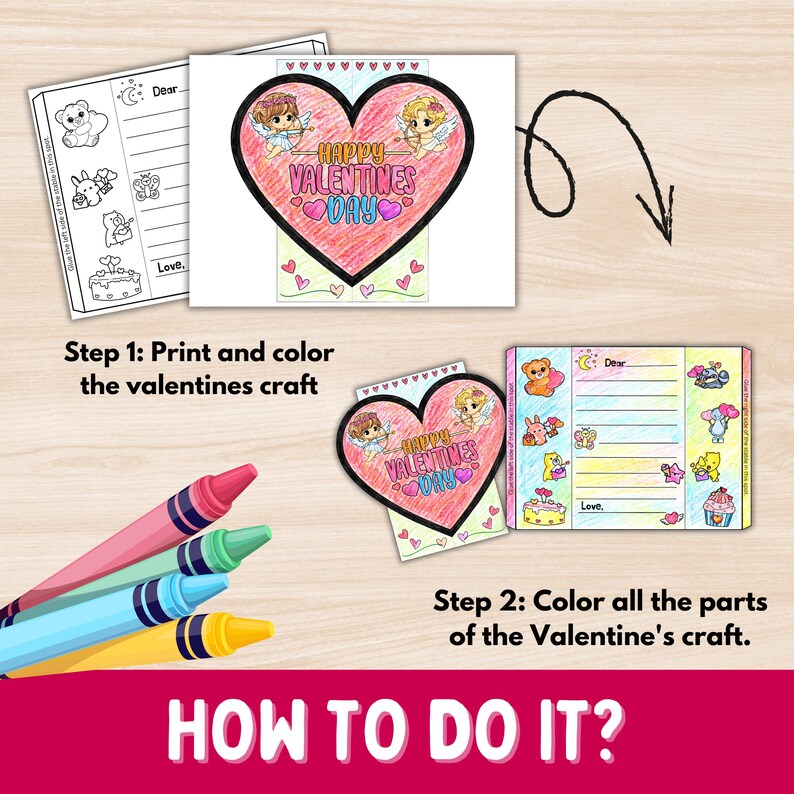 Heart-shaped Valentine Letter Craft for Kids | Printable DIY Paper ...