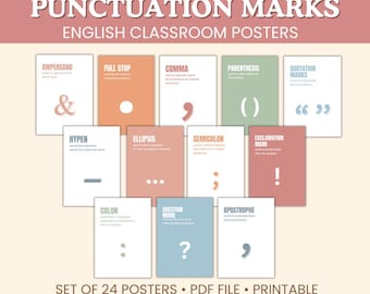 Punctuation English Classroom Posters Set of 12 - Etsy