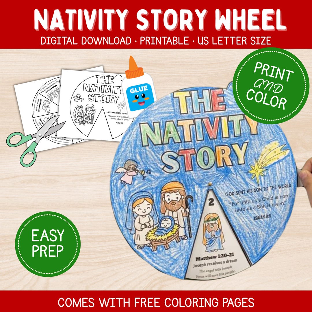 Nativity Story Craft Printable Nativity Wheel Activity for Kids ...