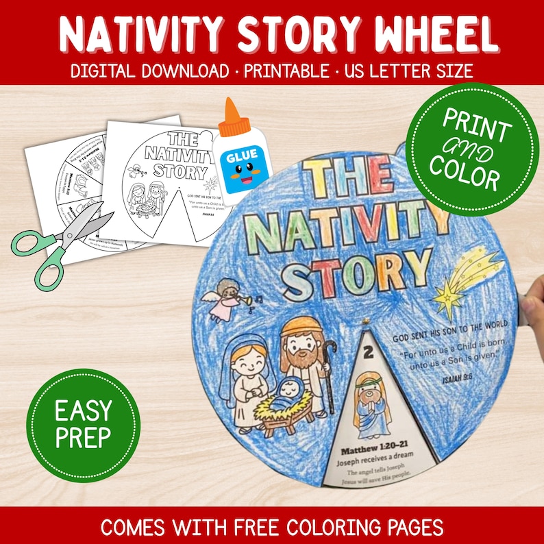 Nativity Story Craft Printable Nativity Wheel Activity for Kids ...