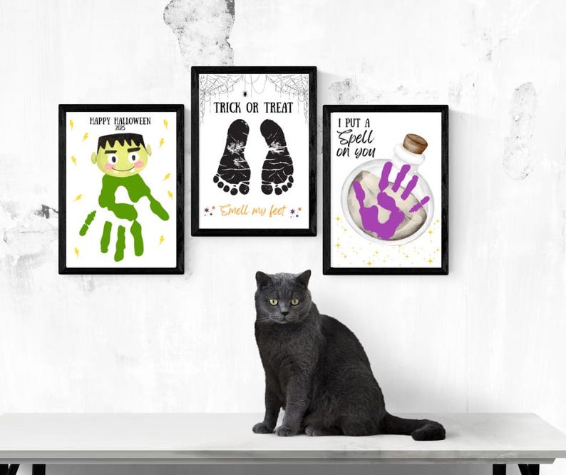 Halloween Handprint Art Bundle, Printable Handprint Crafts, Ghost ...