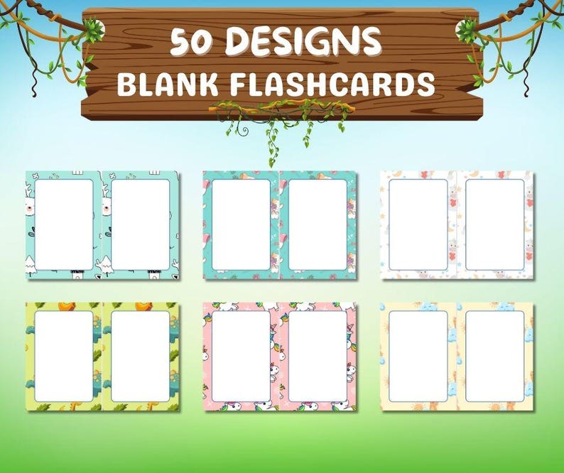 50 Editable Blank Flashcards for Kids | Customizable Design Flashcards ...