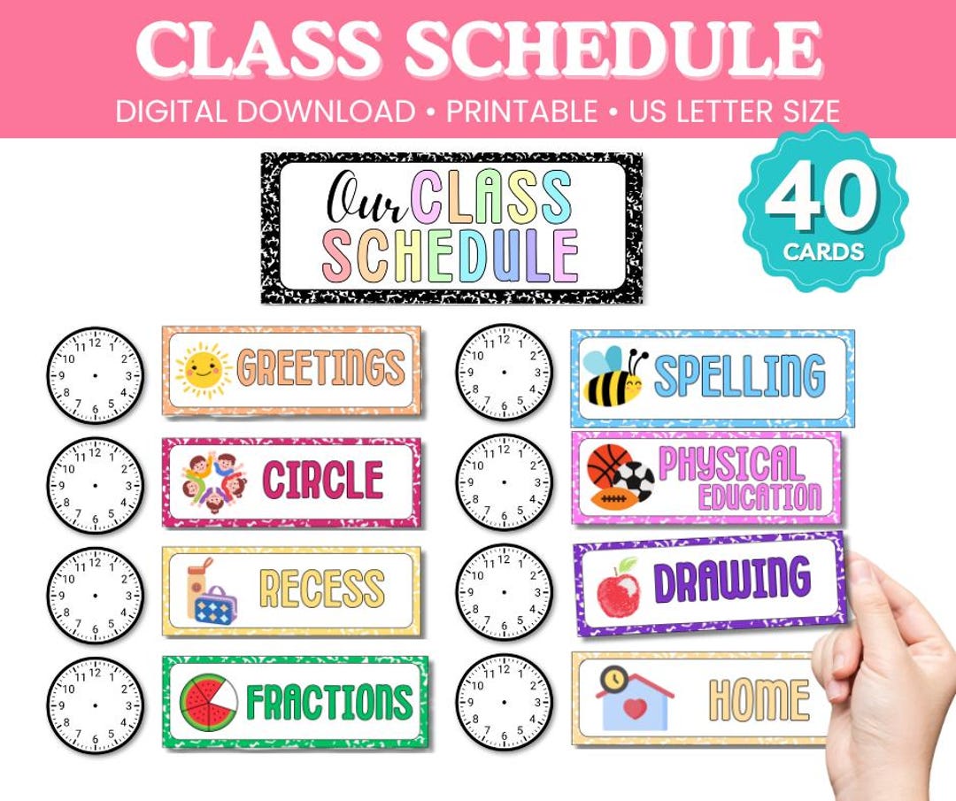 Printable Classroom Schedule | Pastel Montessori Daily Visual Timetable ...