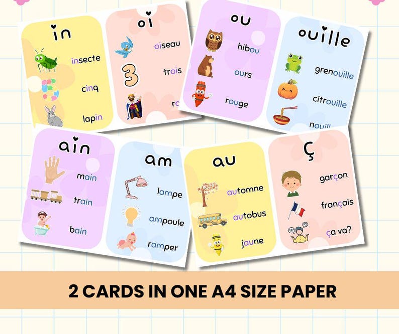 French Sounds Phonics Flashcards, French Classroom 34 Flashcards for ...