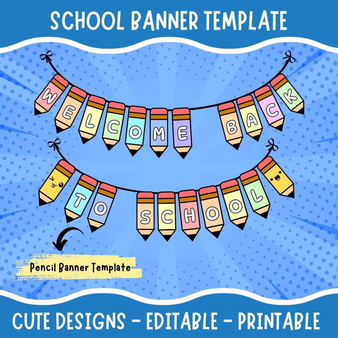 School Banner Template Back to School Banner Printable Instant Digital ...