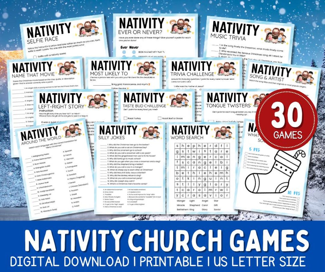 Nativity Trivia Game Printable Christmas Bible Quiz for Adults Sunday ...