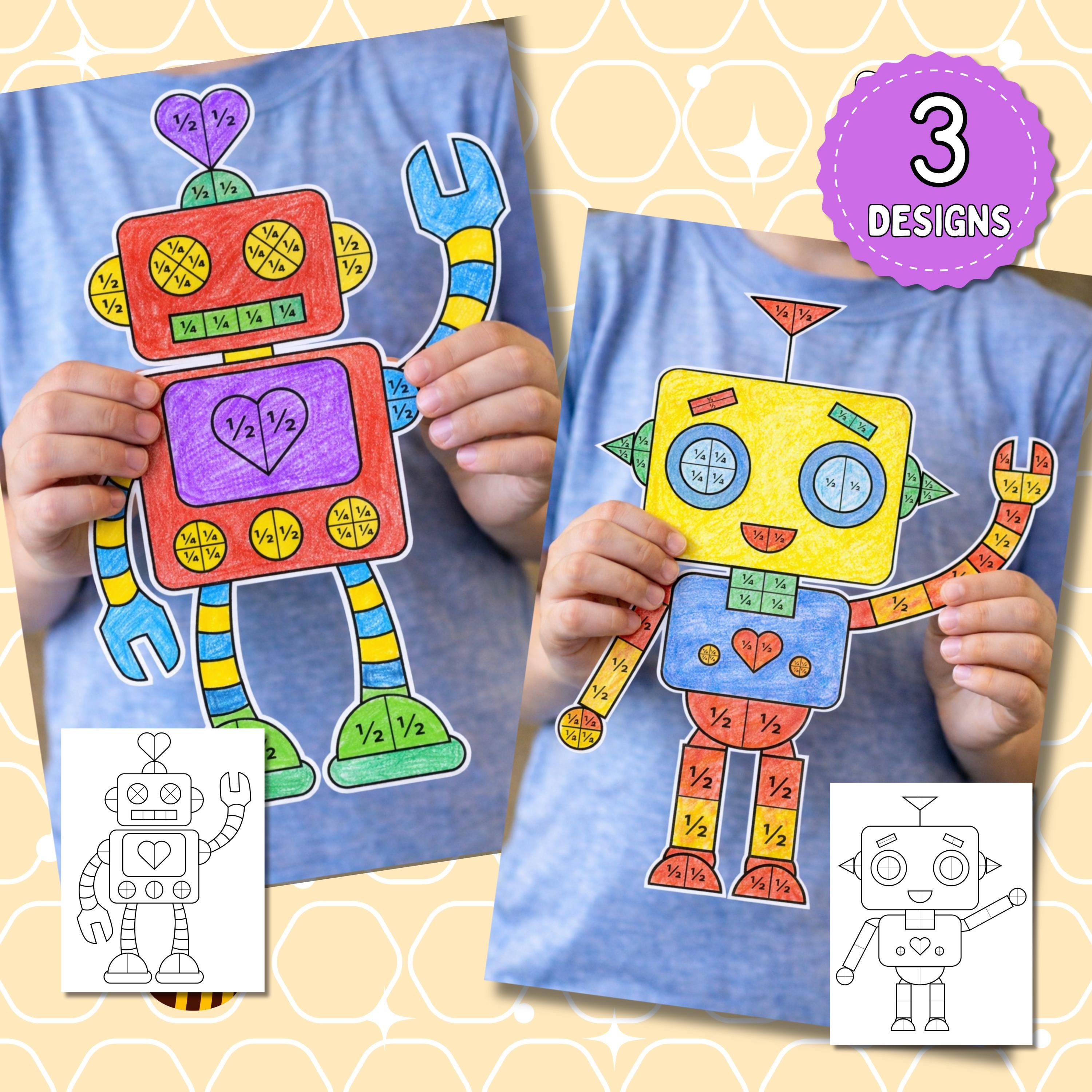 Fraction Robot Craft for Kids | Printable Math Fraction Activity ...