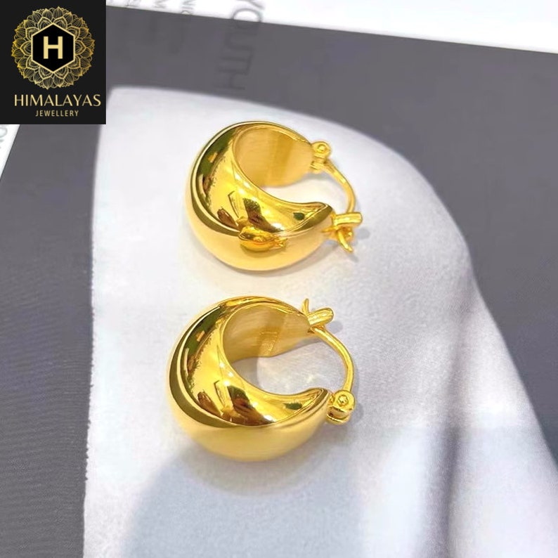 24K Pure Gold, 24K Gold Earrings, Gold U Shape Earrings, Gold Hoop ...