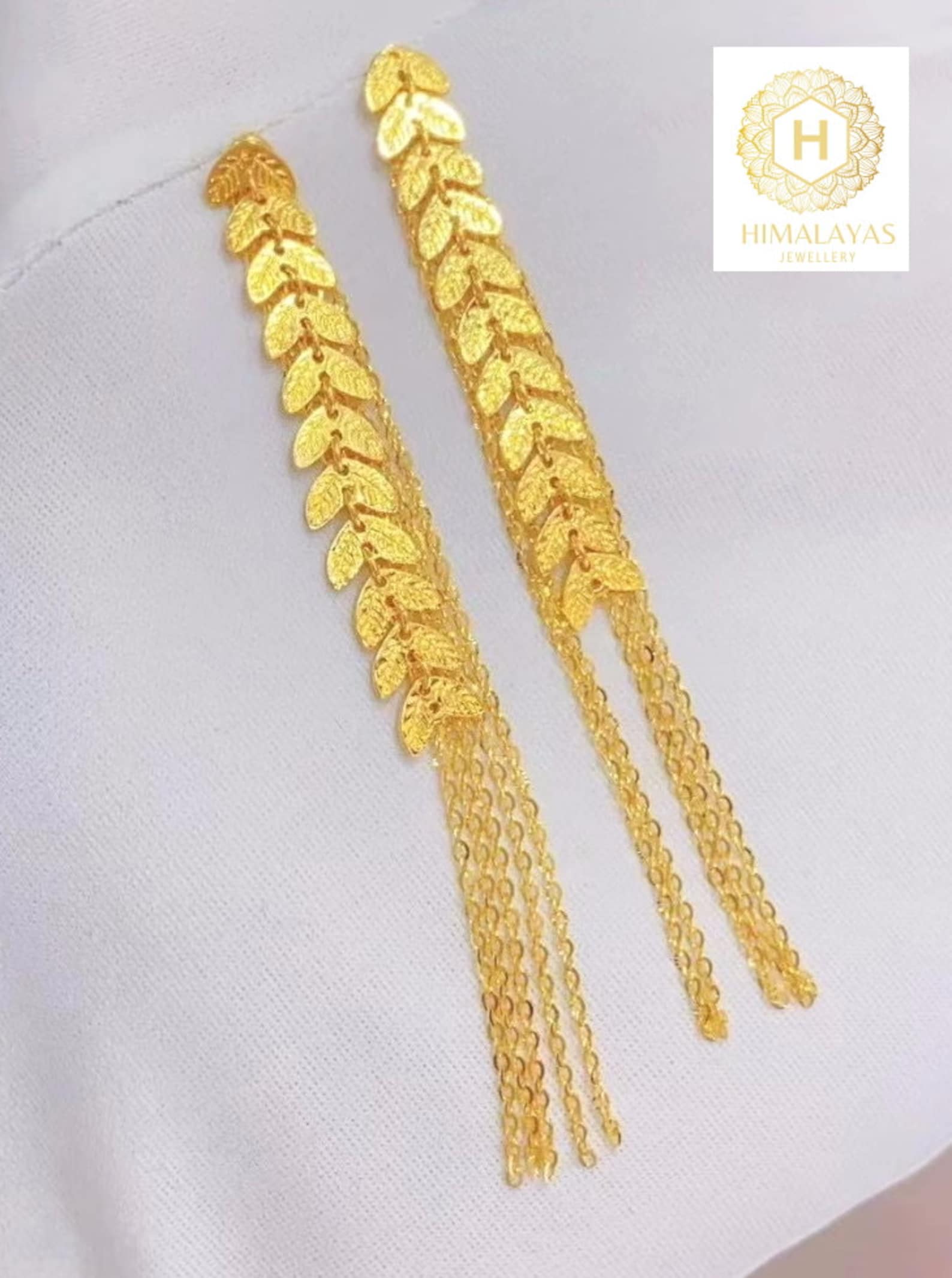 24K Pure Gold, 24K Gold Earrings, Gold Tassel Earrings, Long Tassel ...