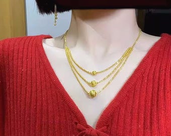 24K Pure Gold, 24K Gold Necklace, Gold Ball Necklace, Pure Gold ...