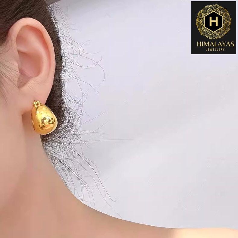 24K Pure Gold, 24K Gold Earrings, Gold U Shape Earrings, Gold Hoop Earrings, Gold Huggies, 24K ...