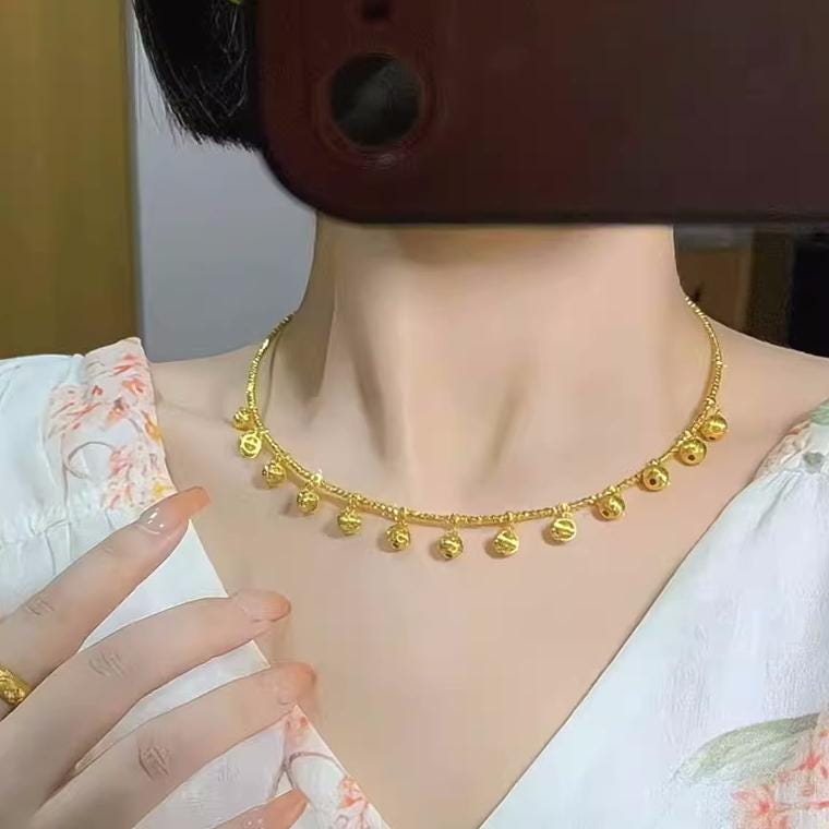 24K Pure Gold, 24K Gold Necklace, Gold Ball Necklace, Pure Gold ...