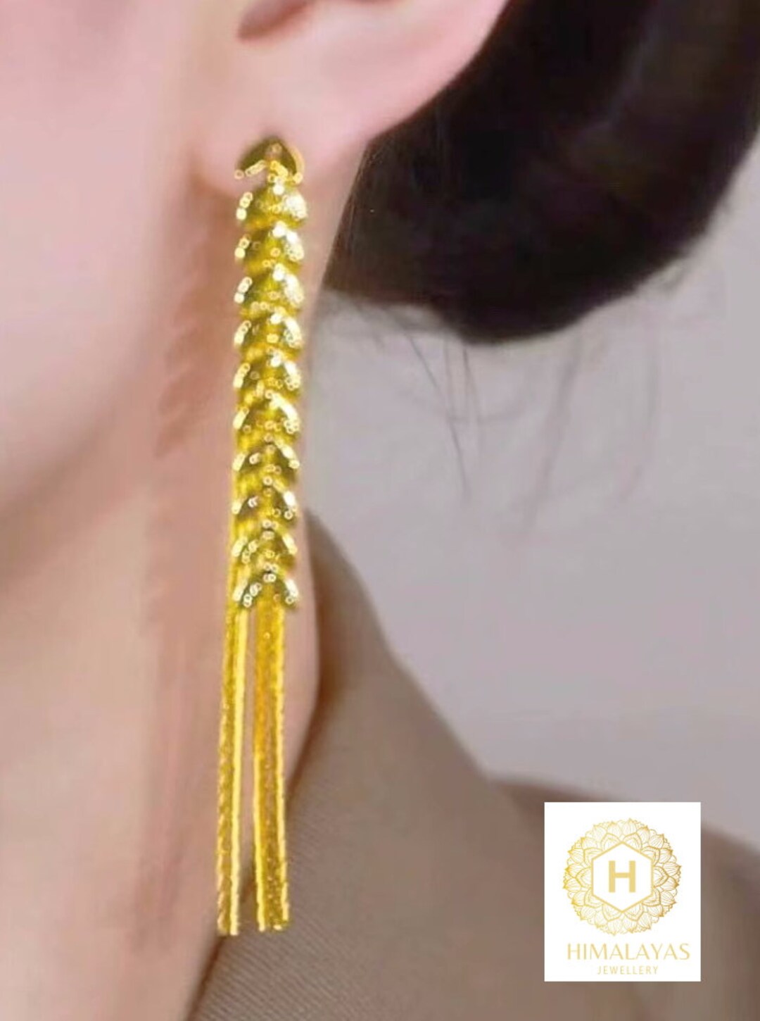 24K Pure Gold, 24K Gold Earrings, Gold Tassel Earrings, Long Tassel ...