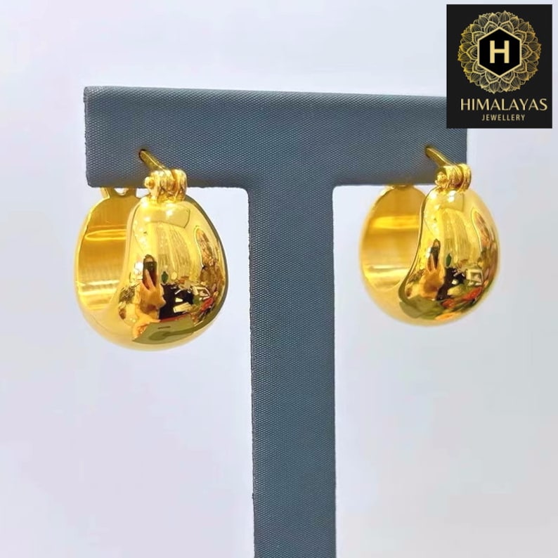 24K Pure Gold, 24K Gold Earrings, Gold U Shape Earrings, Gold Hoop ...