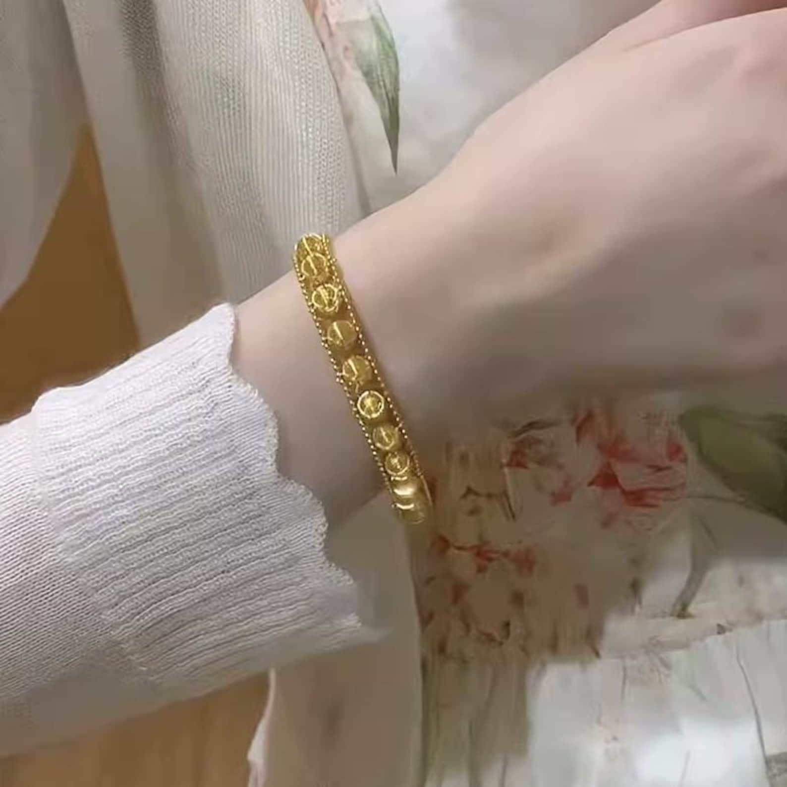 24K Pure Gold, 24K Gold Bracelet, Gold Ball Bracelet, Pure Gold ...