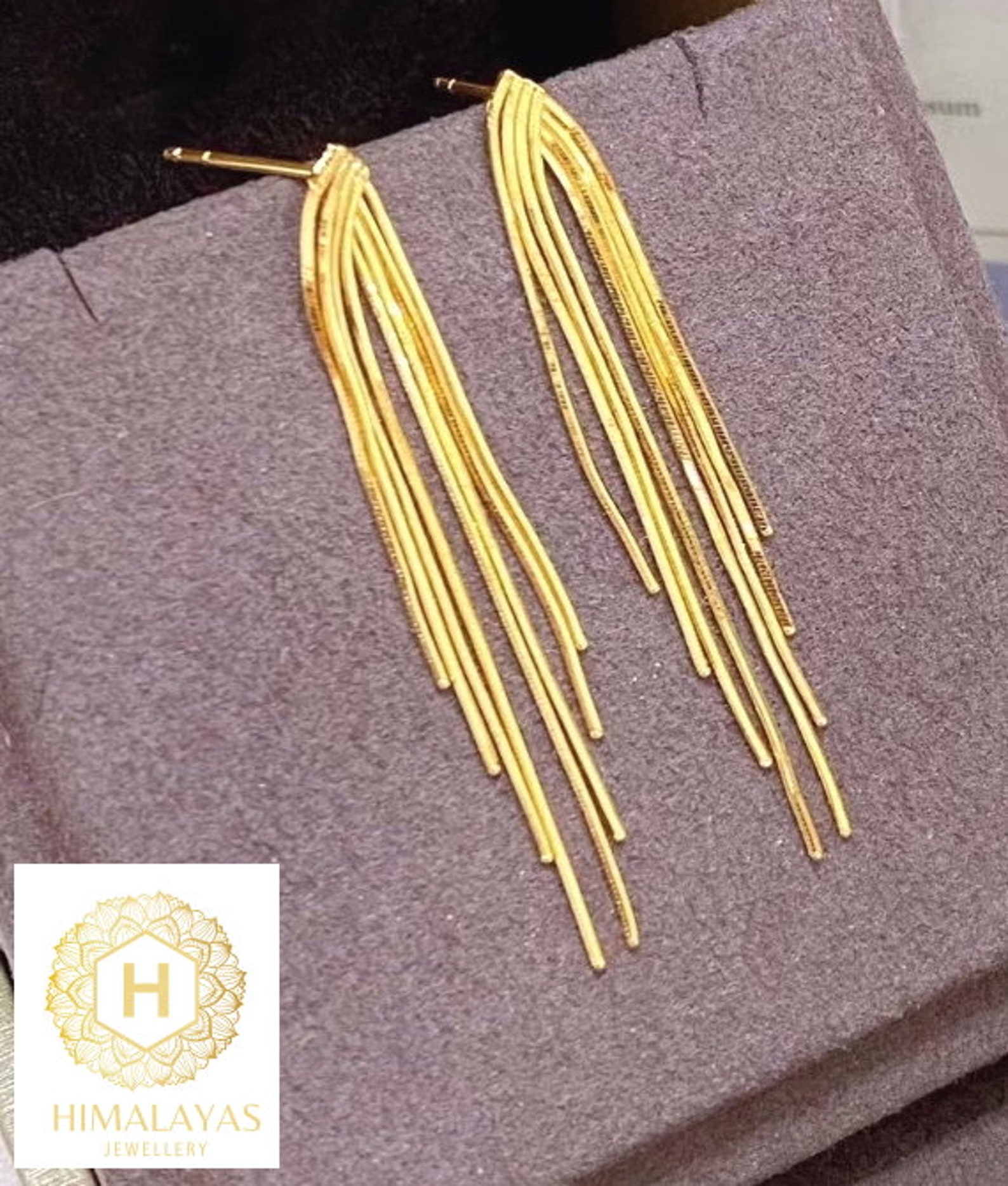 24K Pure Gold, 24K Gold Earrings, Gold Tassel Earrings, Long Tassel ...