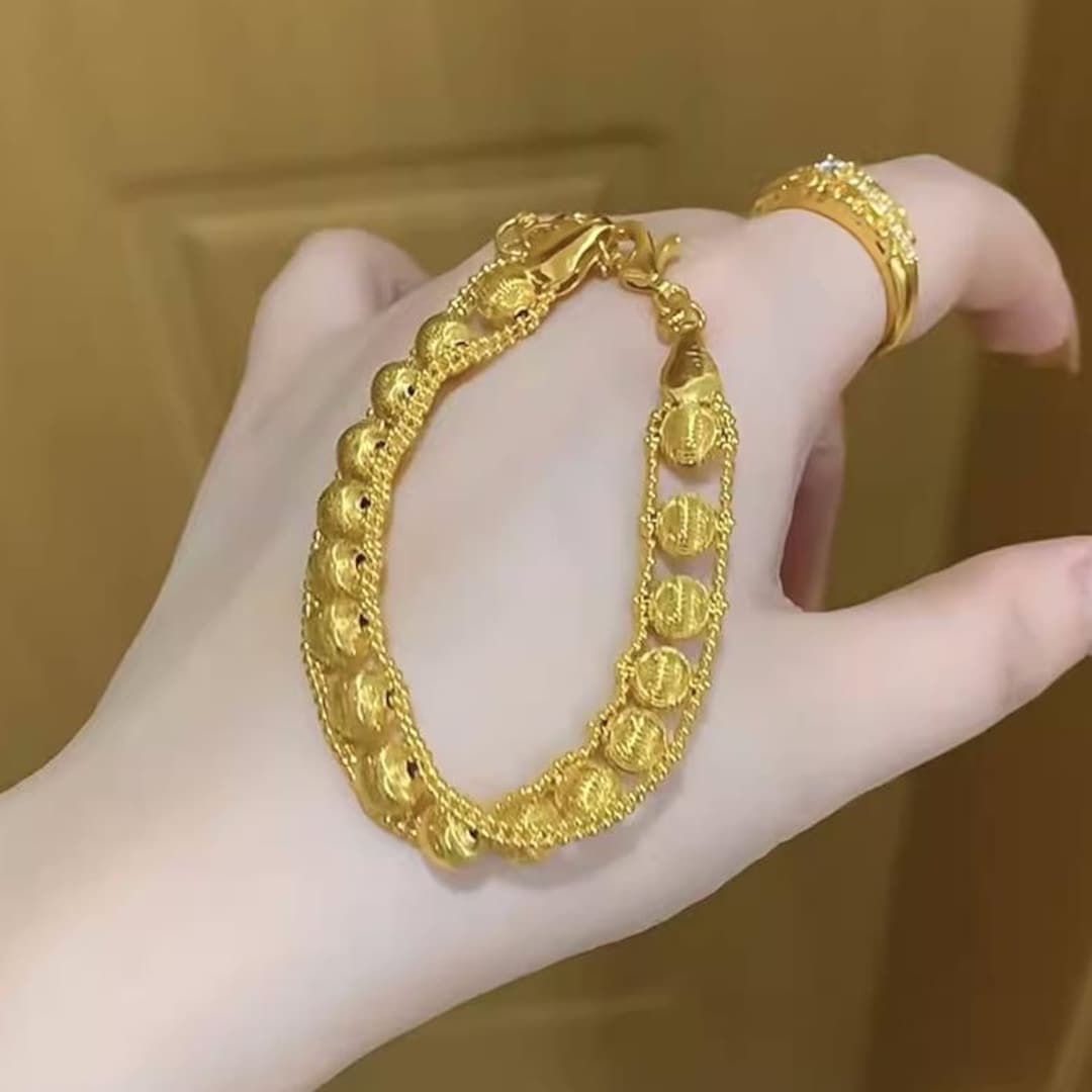 24K Pure Gold, 24K Gold Bracelet, Gold Ball Bracelet, Pure Gold Bracelet, Solid Gold Bracelet ...