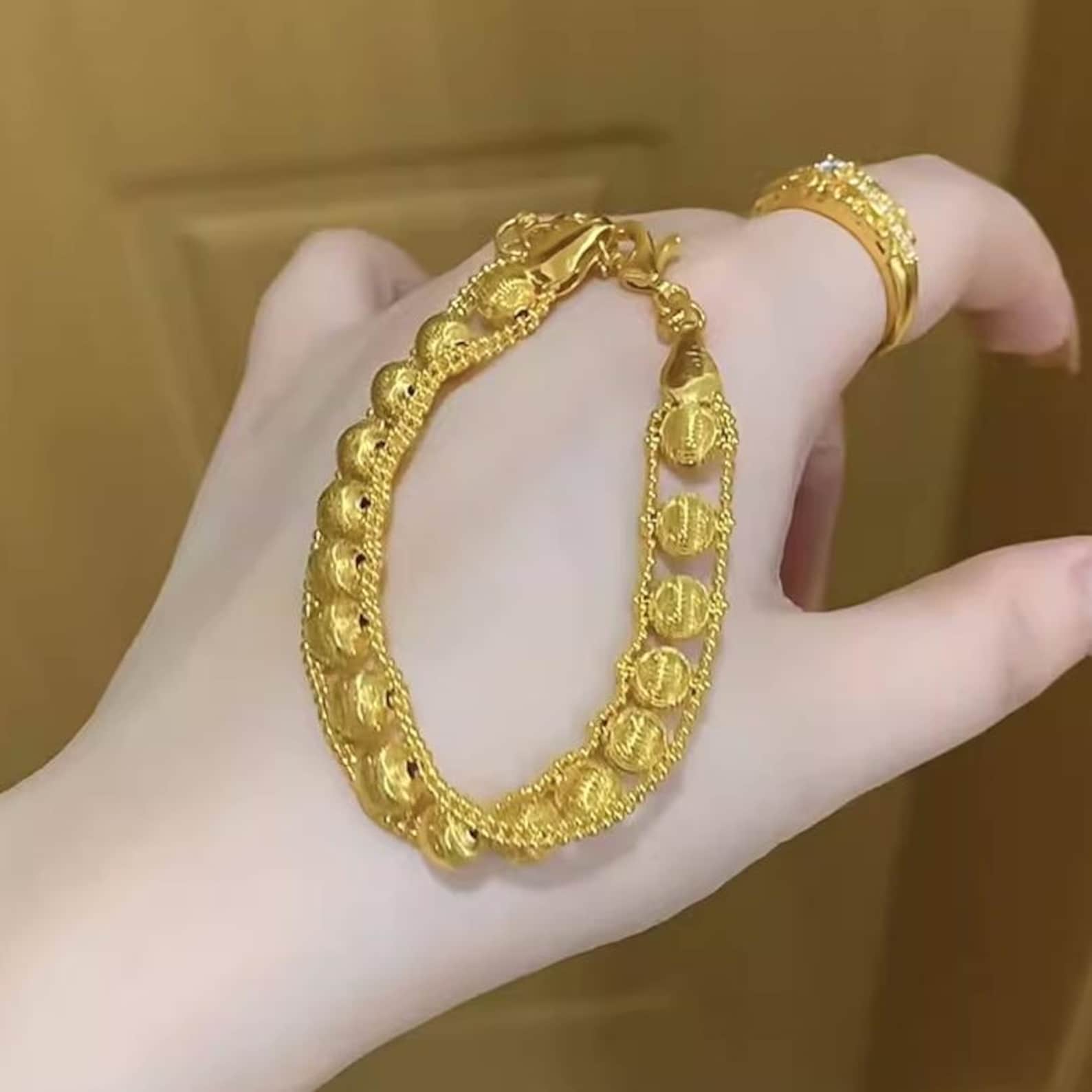 24K Pure Gold, 24K Gold Bracelet, Gold Ball Bracelet, Pure Gold ...