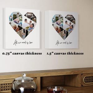 Personalized Photo Collage Heart Canvas Print – Custom Wall Art Gift ...