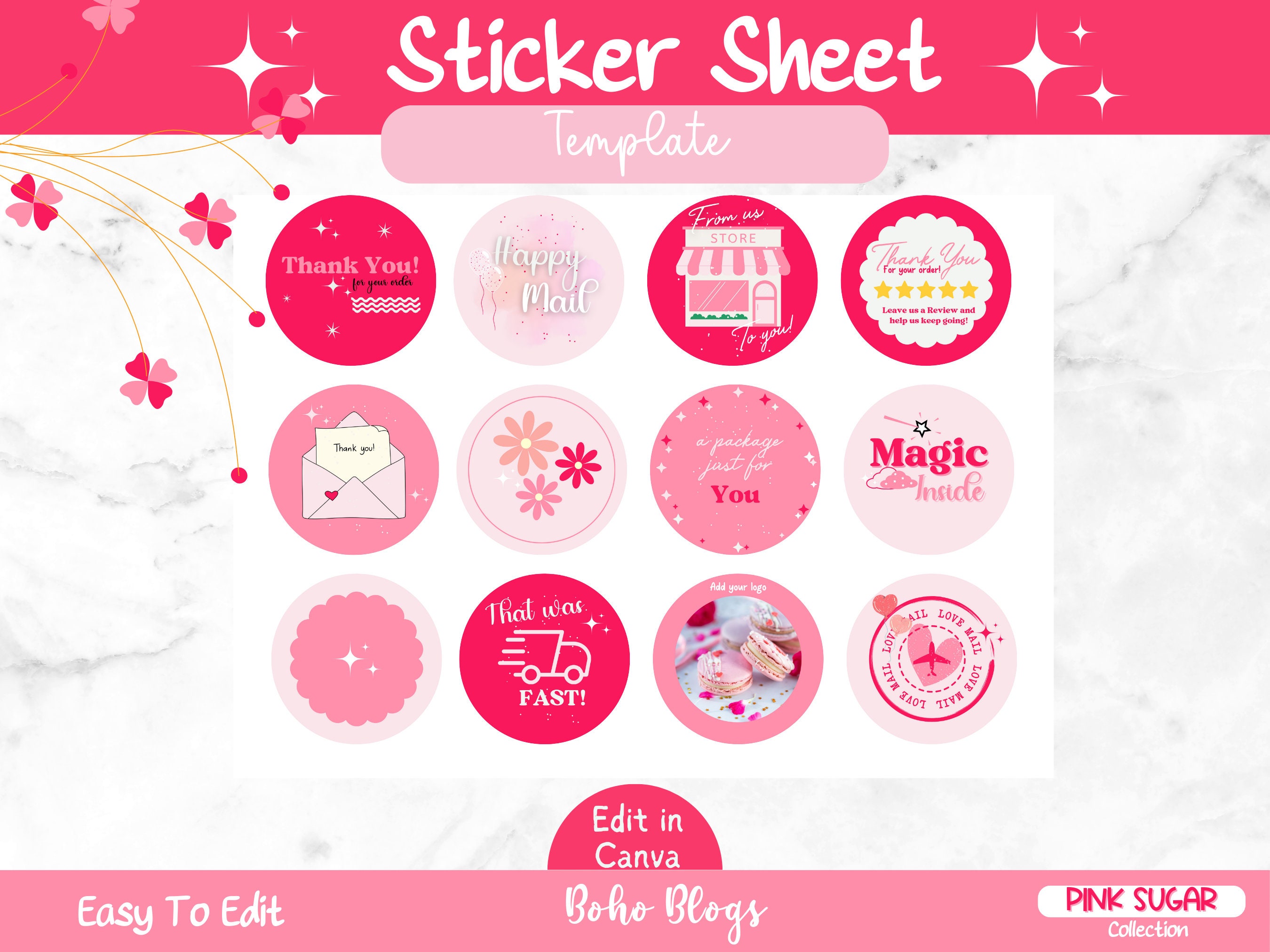 Colorful Sticker Template Editable Sticker Design for Small Business ...