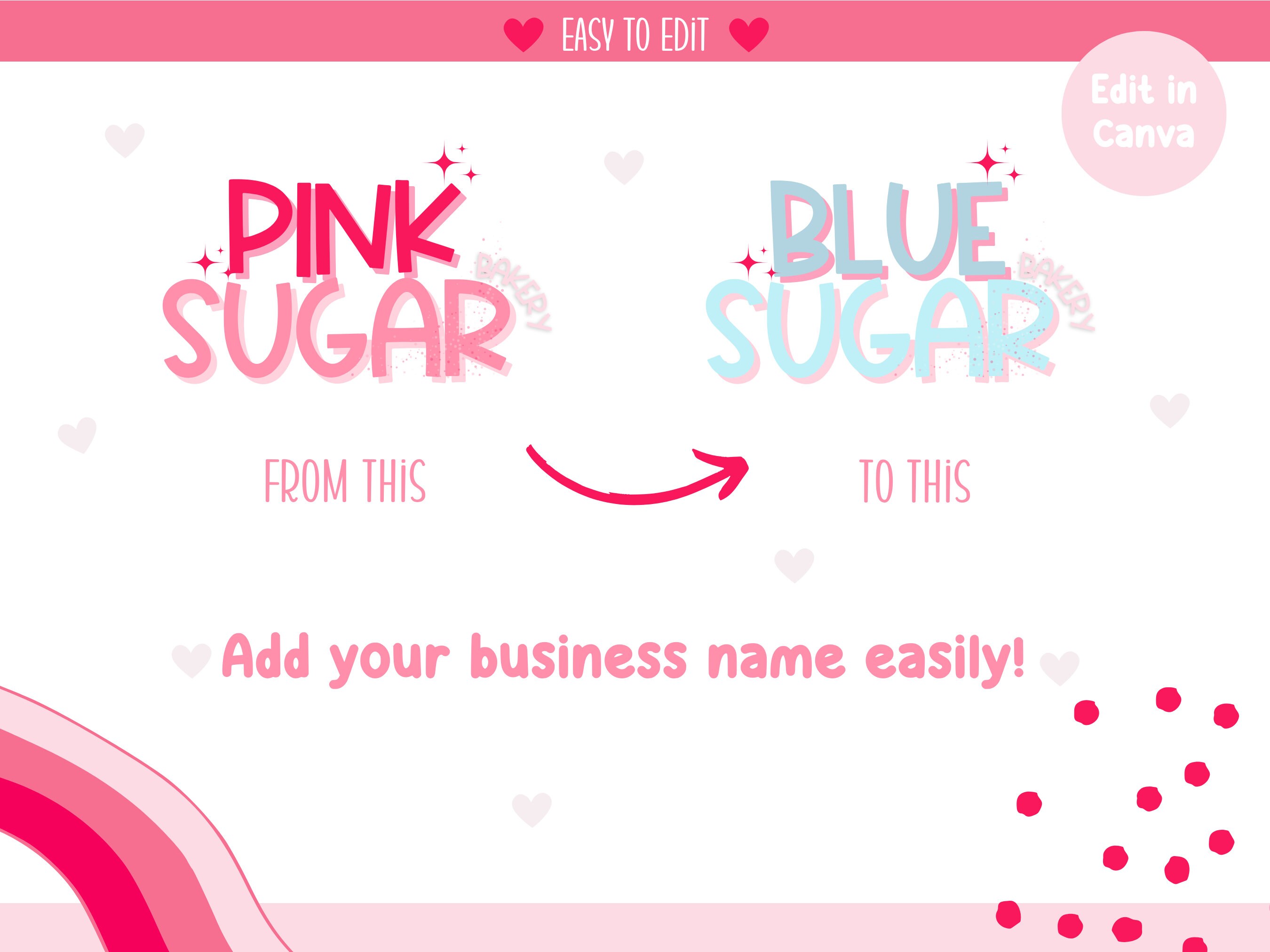 Pink Logo Template for Small Business, Bright Colorful Retro Logo for ...