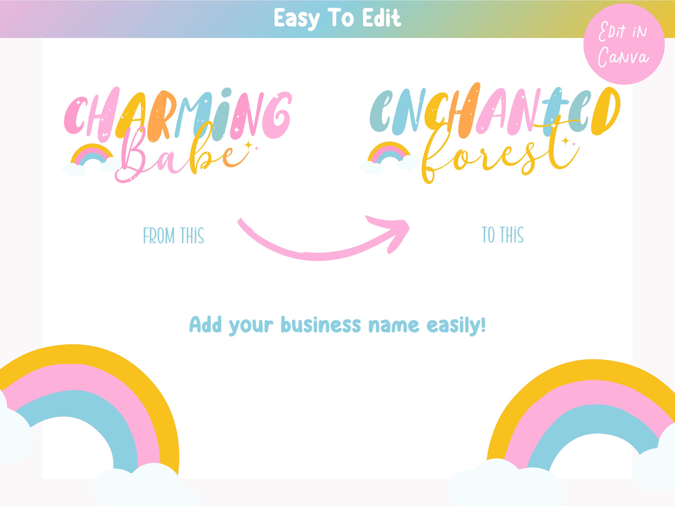 Colorful Logo Design Template, Editable in Canva Small Business Rainbow ...