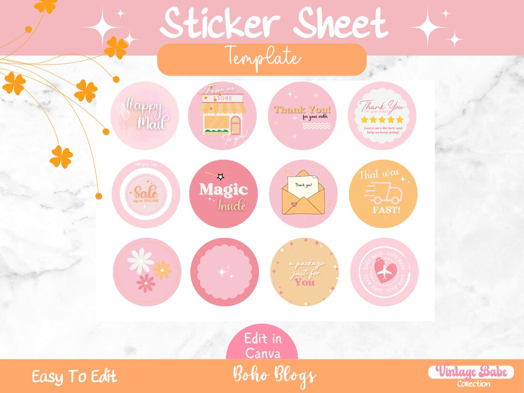 Colorful Sticker Template Editable Sticker Design for Small Business ...