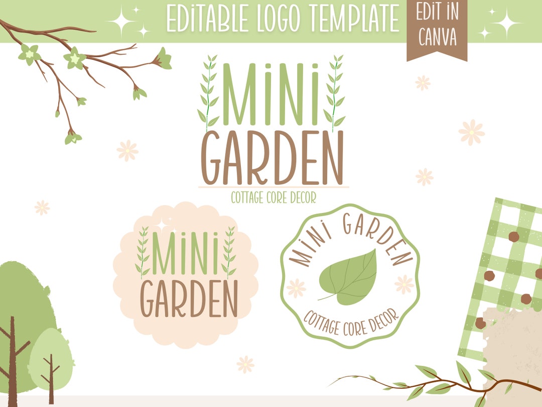 Logo Template. Cottage Core Style Editable Logo Design for Small ...