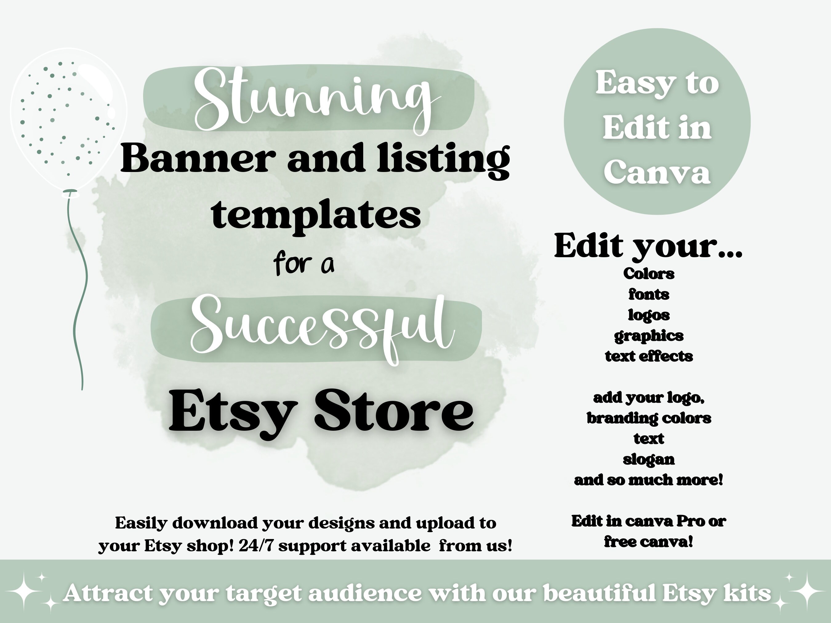 Etsy Shop Branding Kit, Etsy Banner Templates, Sage Green Etsy Shop ...