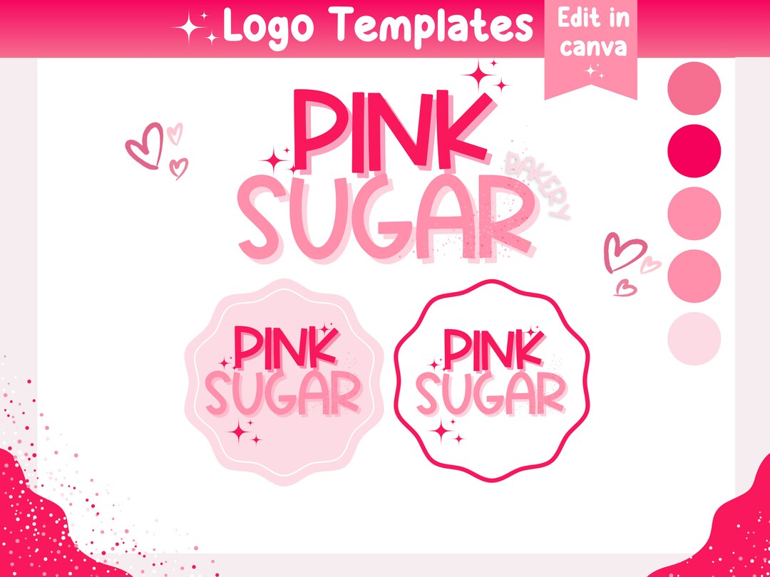 Pink Logo Template for Small Business, Bright Colorful Retro Logo for ...