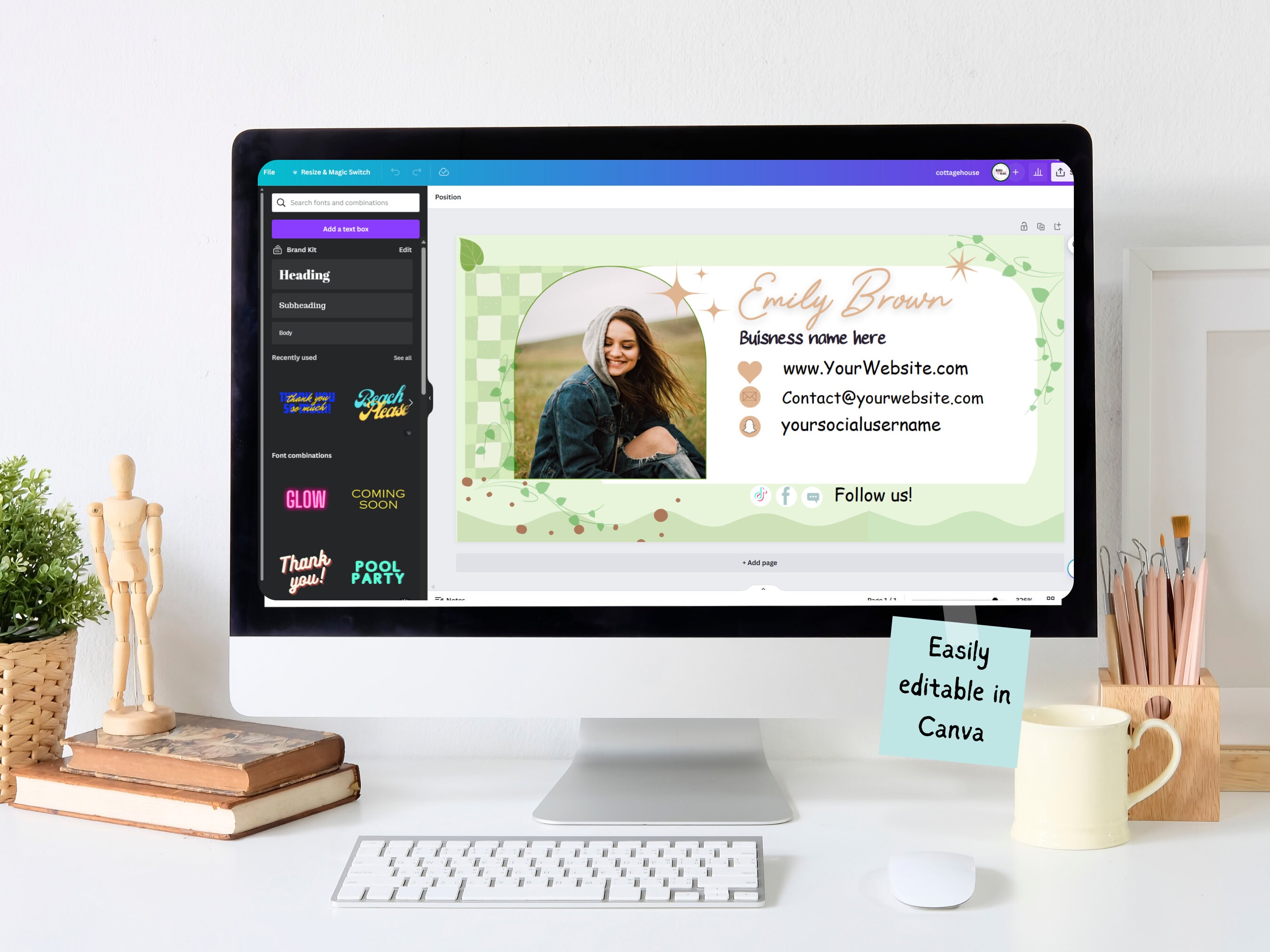 Cottage Core Email Signature Template, Editable in Canva Email Footer ...