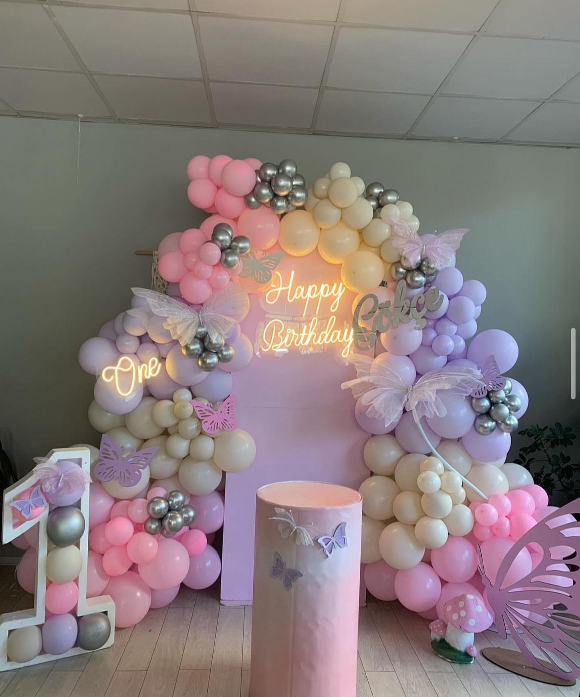 Butterfly Birthday Party Decor Set - Colorful Garland & Balloons, Fun ...