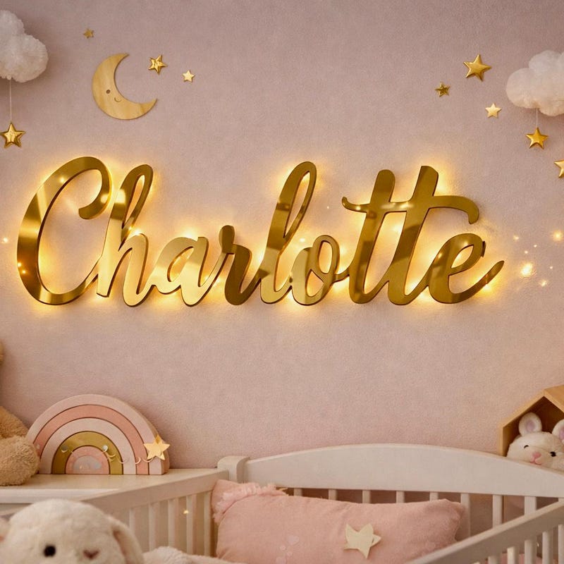 Light up Names Gold - Etsy UK