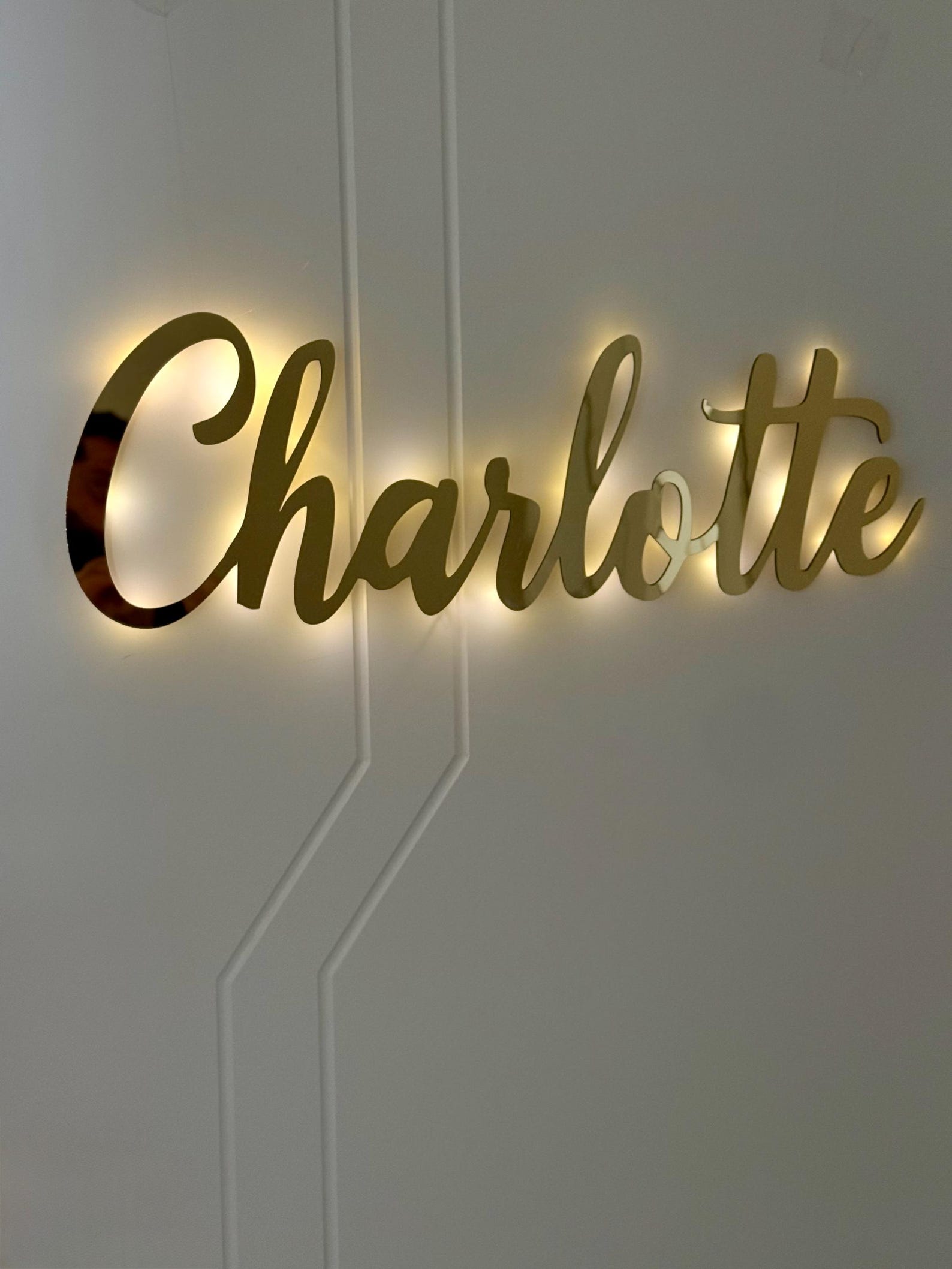 Personalized LED Name Sign, Gold Acrylic Custom Name Wall Decor, Baby ...