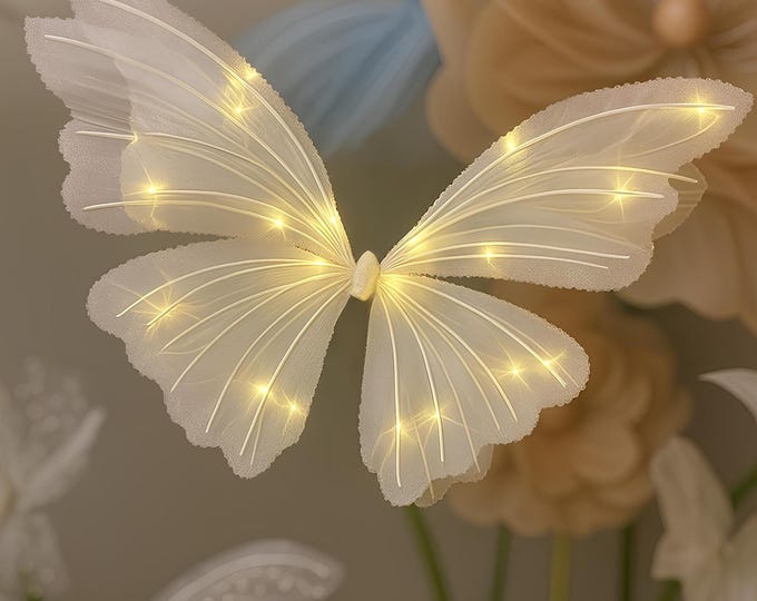 2pcs |0.6M Light Butterfly Wings Party Prop Event Decoration, LED Metal ...