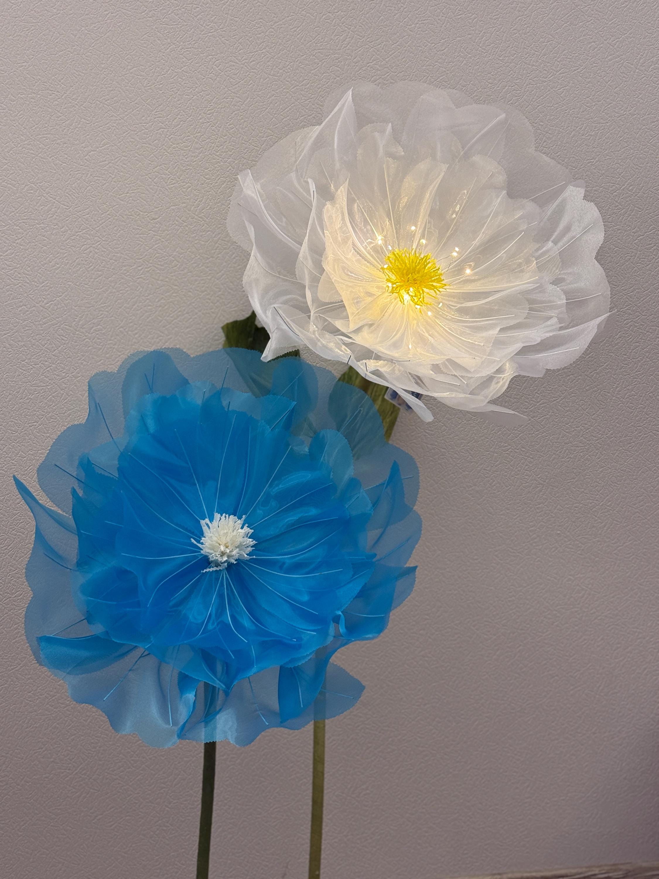 Giant LED Flower Lamp, Tall Handmade Organza Flower Light, Romantic ...